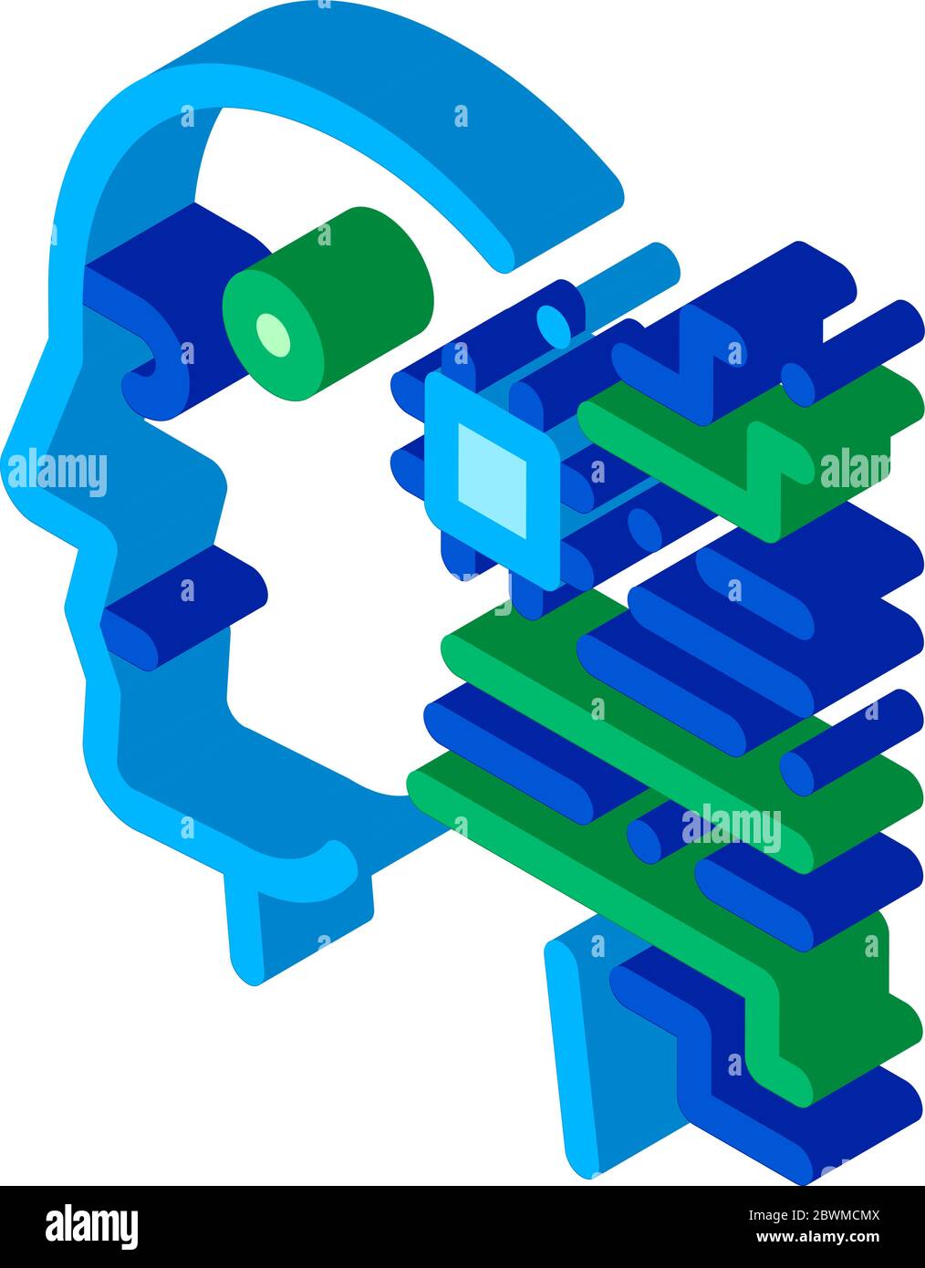 Cyborg Artificial Intelligence isometric icon vector illustration Stock ...