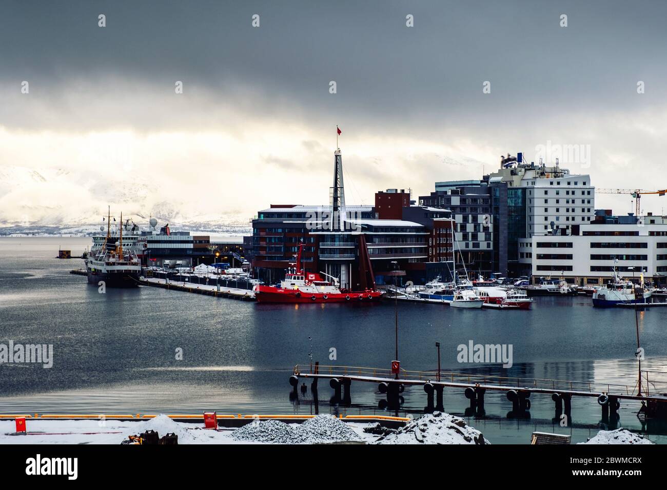 Tromso, Norway. Cloudy day in famous north town Tromso, Norway. View of ...