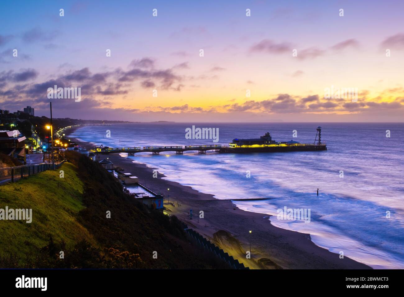 Bournemouth, UK. Aerial view of famous Pier in Bournemouth, England, UK ...