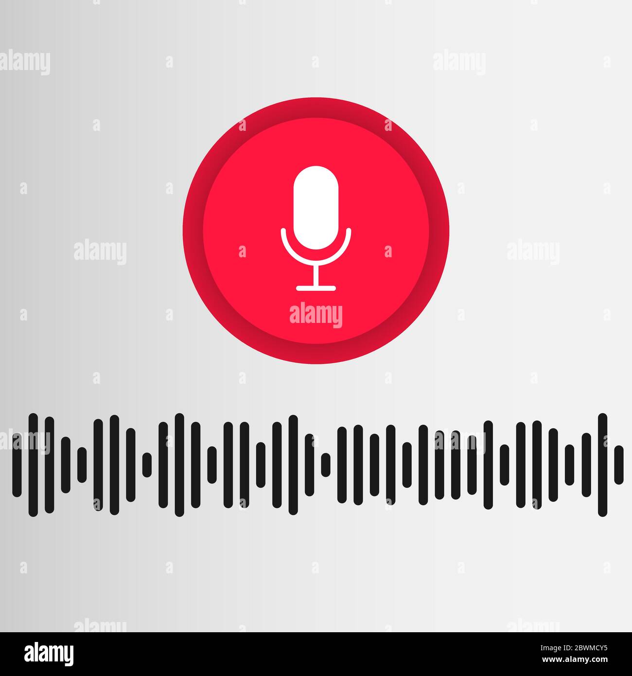 Personal assistant and voice recognition. Mic button and sound wave on ...