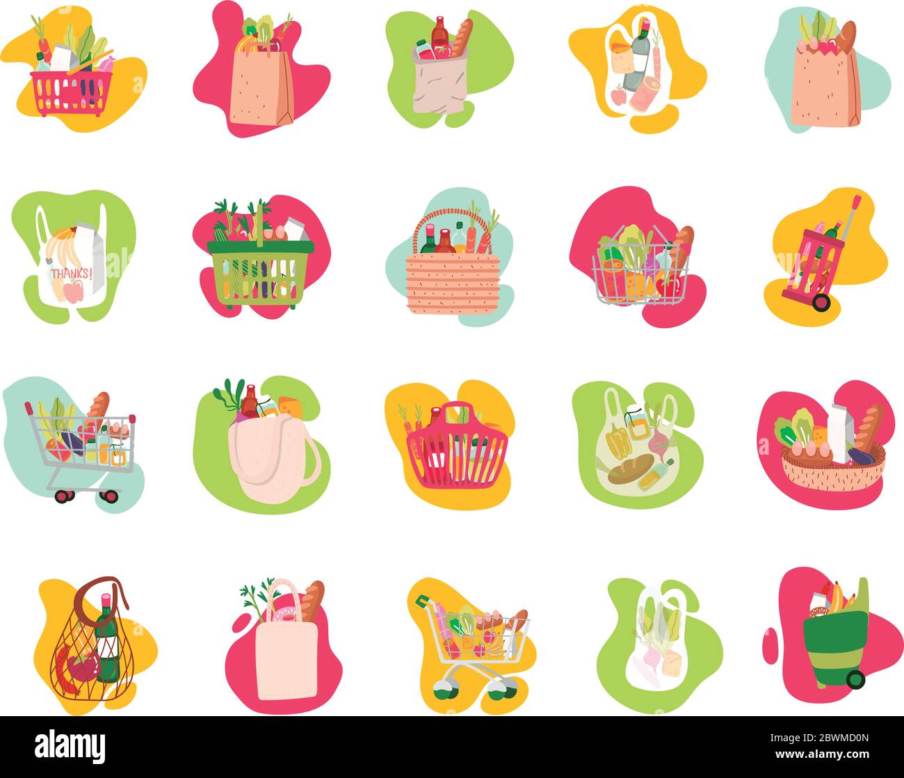 bundle of groceries set icons Stock Vector Image & Art - Alamy