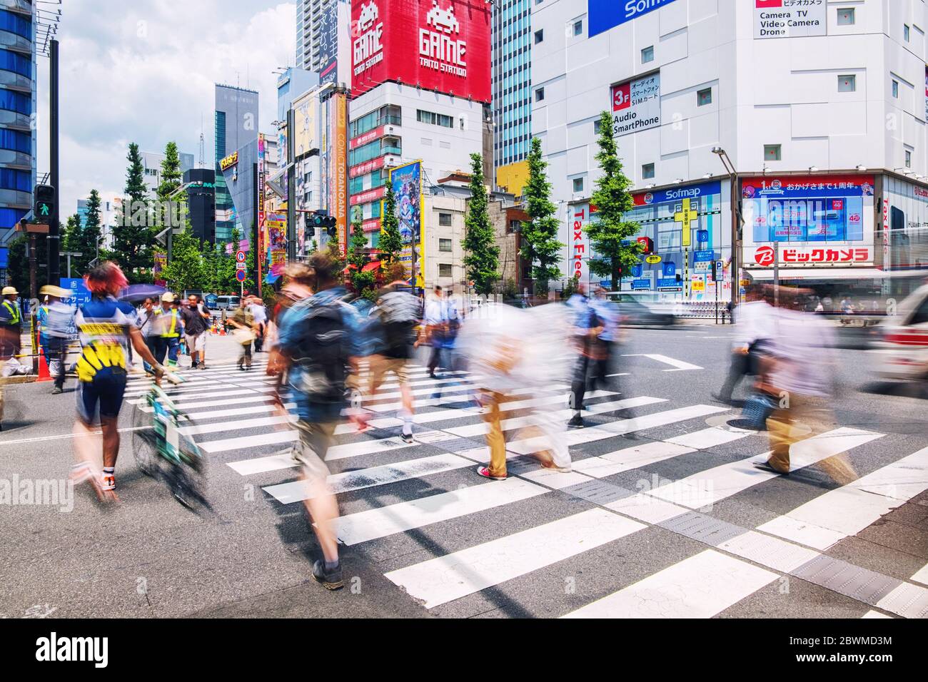 TOKYO, JAPAN - JULY 10, 2018: Crowded streets of Akihabara area in ...