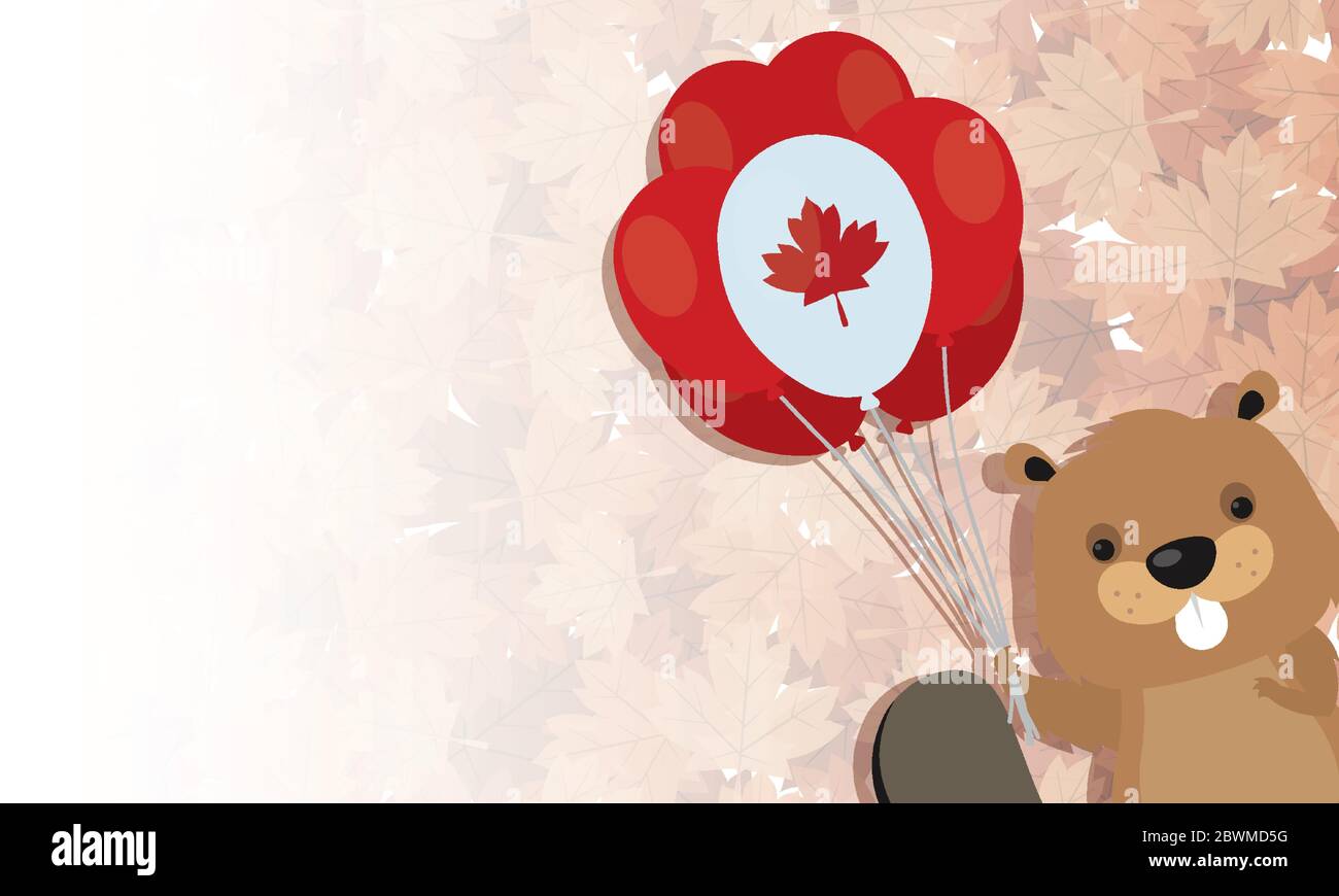 Canadian beaver with balloon of happy canada day vector design Stock ...