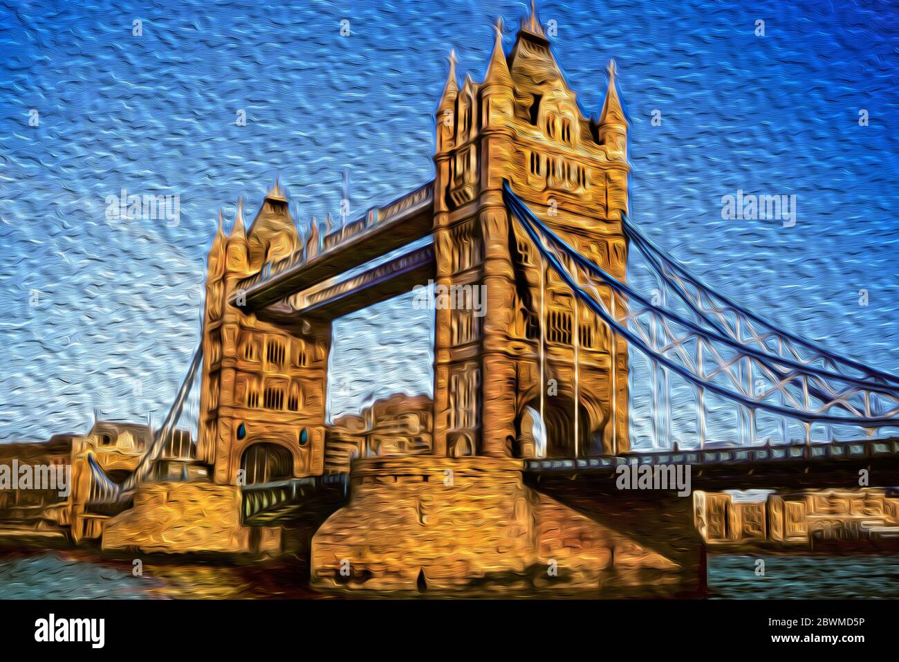 Tower Bridge perspective, a combined bascule and suspension bridge in ...