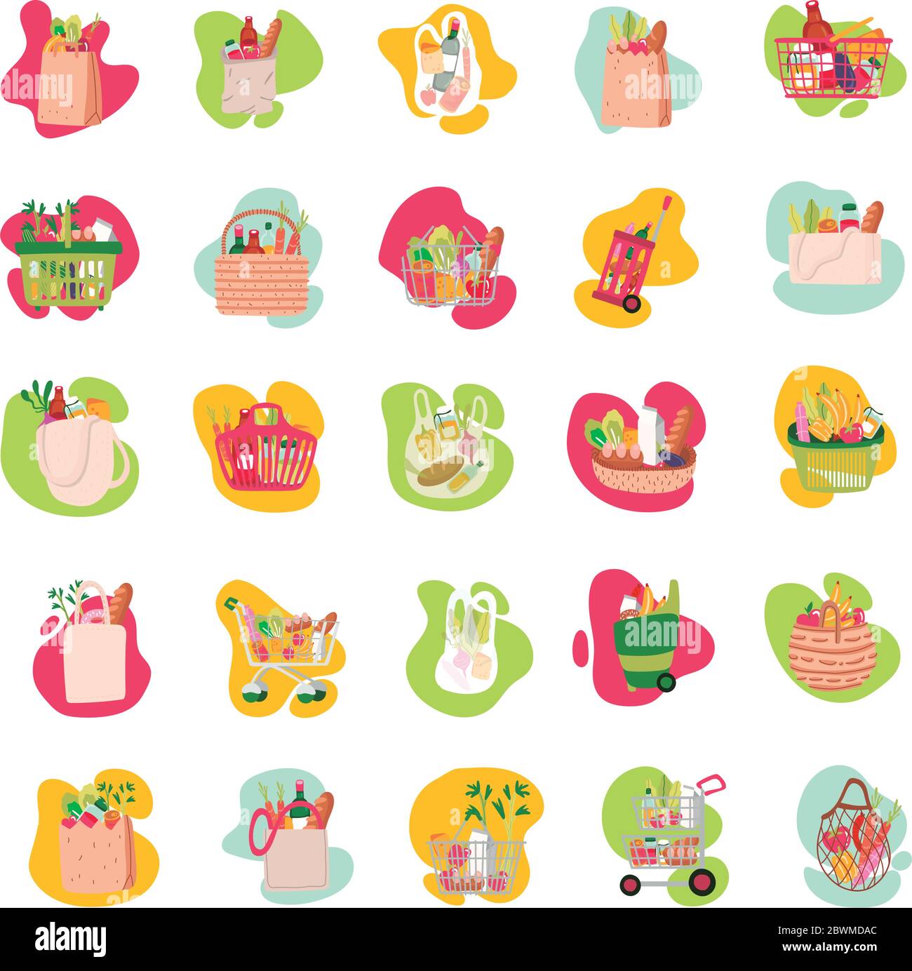 bundle of groceries set icons Stock Vector Image & Art - Alamy