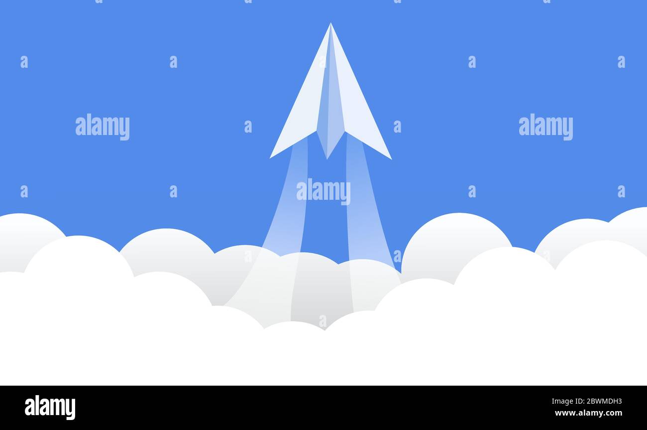 White paper plane taking off quickly with new idea Stock Vector Image ...