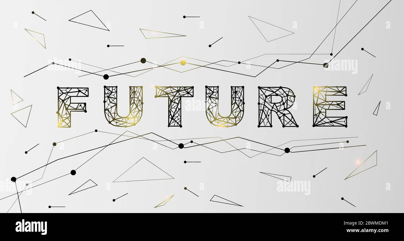 Polygonal word FUTURE on light grey background, vector illustration ...
