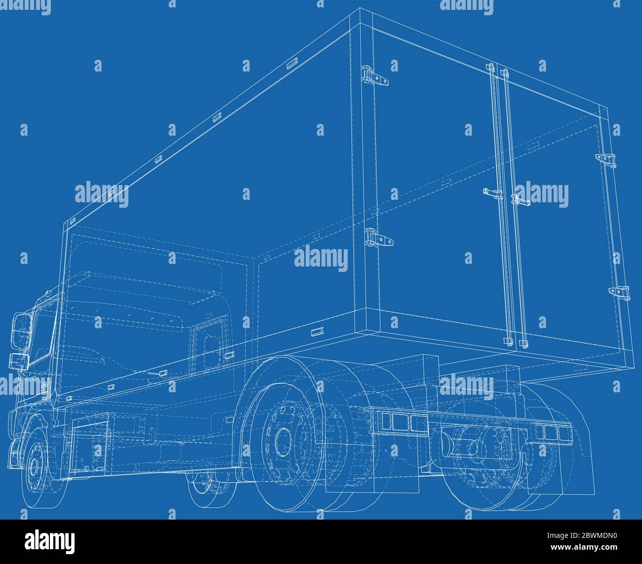 Commercial van vector. Trucking vehicle. Wire-frame. The layers of ...
