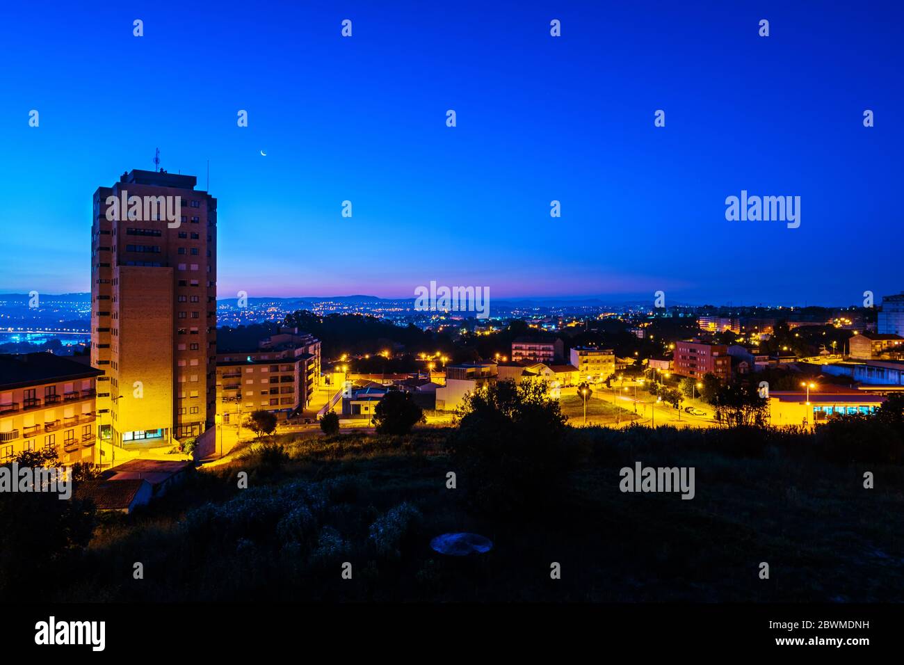Gaia, Portugal. Aerial view of Gaia and Porto, Portugal at sunrise ...