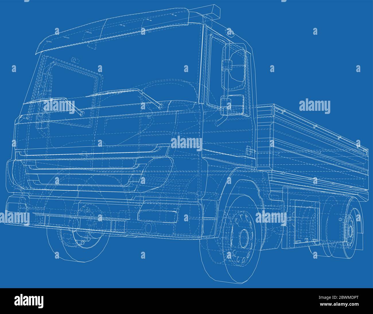 Vector Wire-frame isolated Flatbed truck on background. Vector ...