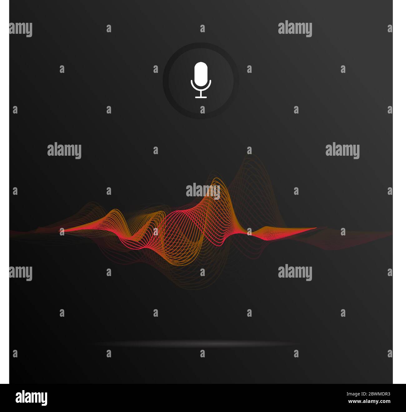Voice assistant. Vector illustration with microphone icon and music ...