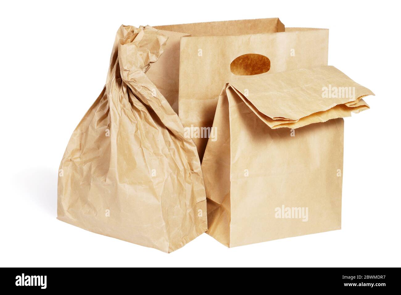Three Paper Bags on White Background Stock Photo - Alamy