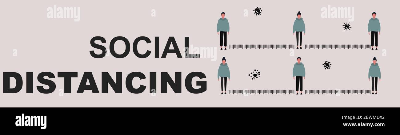 Vector illustration of people keeping safe distance Stock Vector Image ...