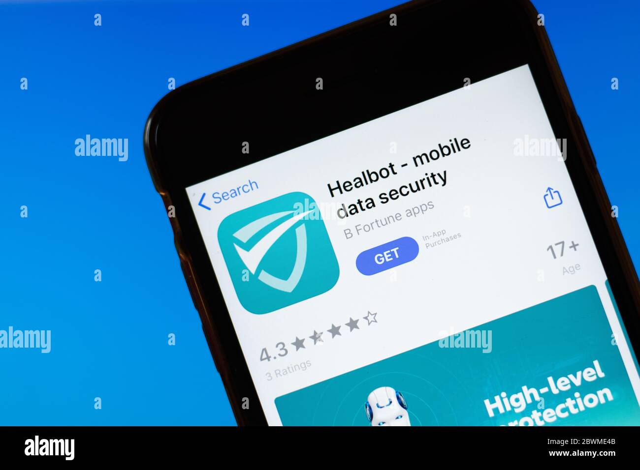 Moscow, Russia - 1 June 2020: Healbot app mobile logo close-up on ...