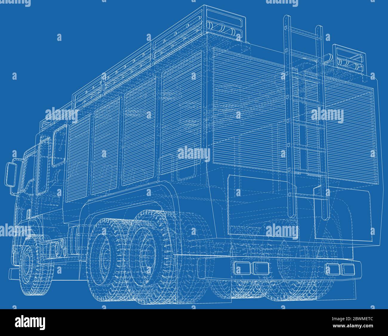 Fire Engine vector. Fire truck. Wire-frame. The layers of visible and ...