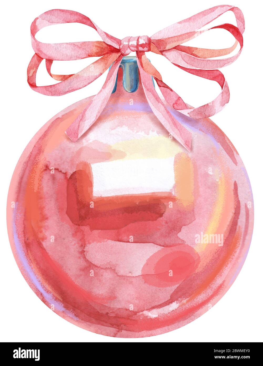 Watercolor pink Christmas ball isolated on a white background Stock ...