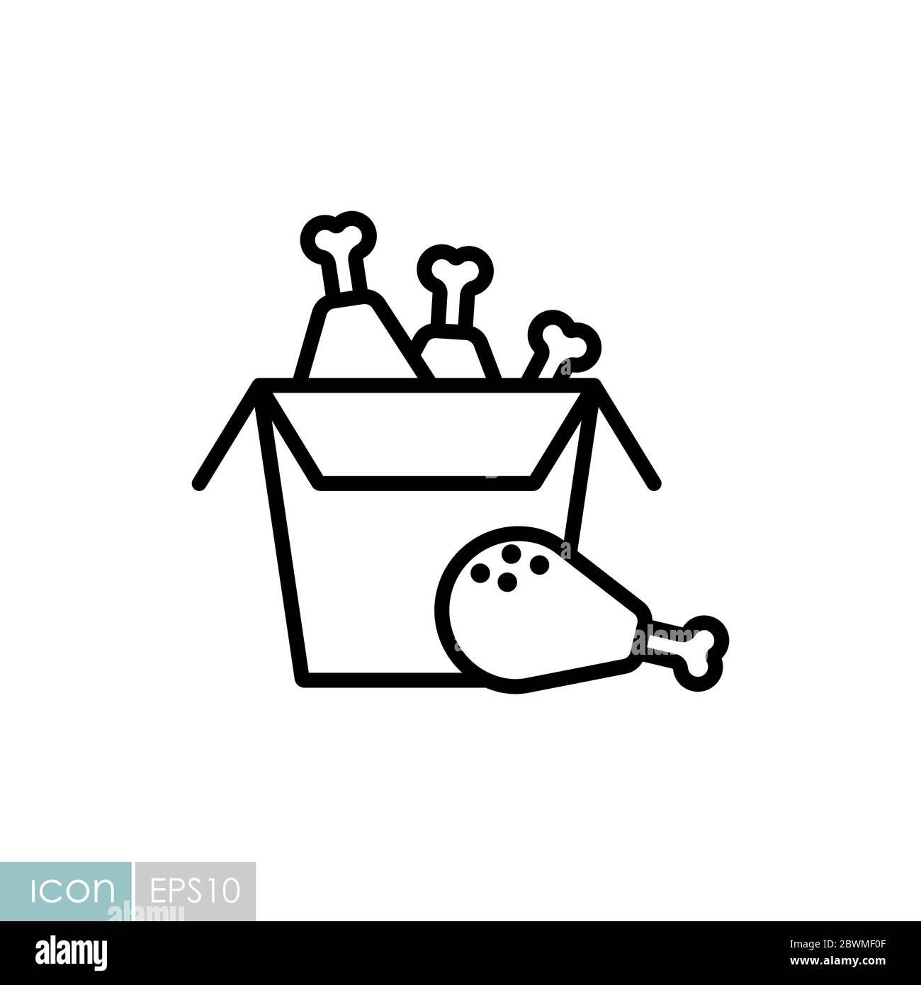 Fried chicken in the box vector icon Stock Vector Image & Art - Alamy