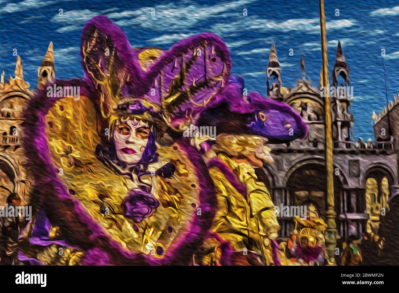 Carnival revelers wearing colorful and sophisticated costumes with ...