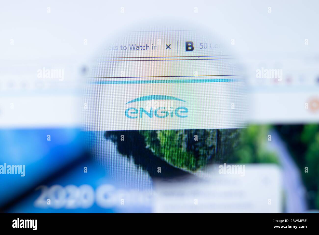 Moscow, Russia - 1 June 2020: Engie.com website page. Engie logo on ...