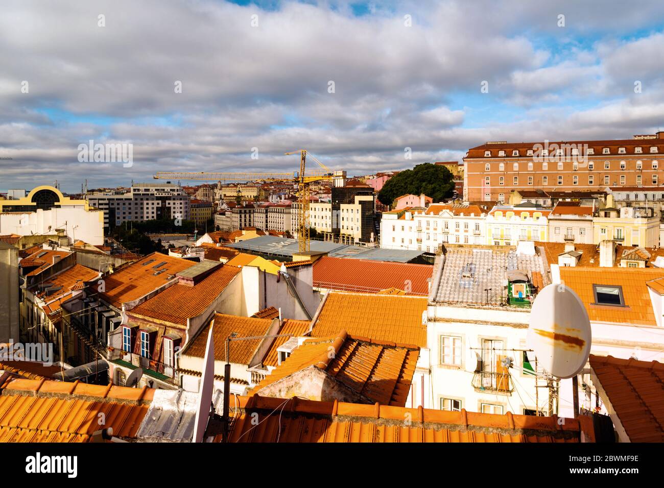 Lisbon, Portugal. Aerial view of Lisbon, Portugal at cloudy day with view over city center Stock ...