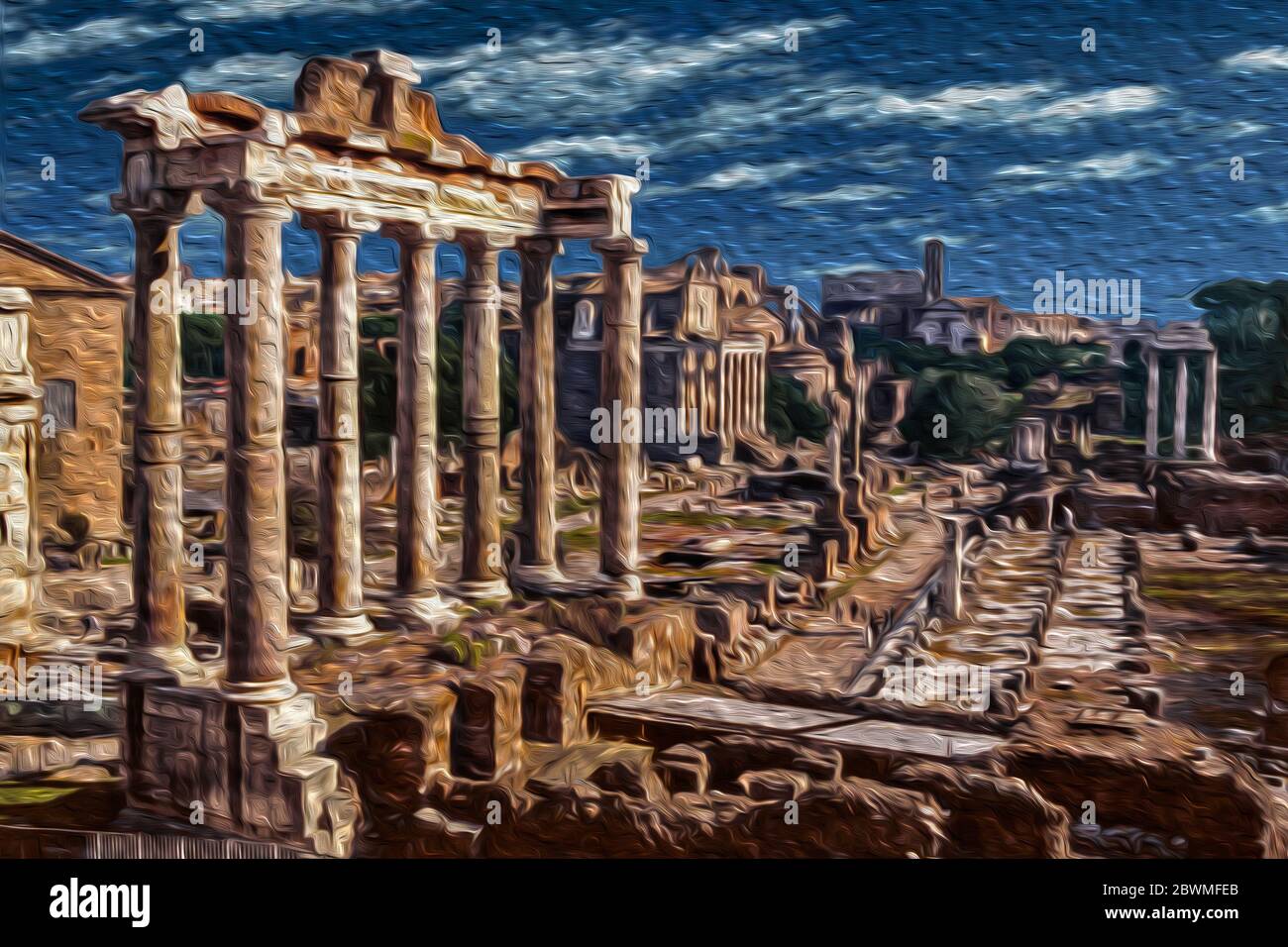 Columns and ruins of Roman Forum, an archeological site and great ...