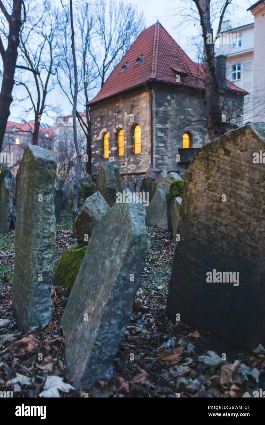 Old Jewish Cemetery in Prague Czech Republic. An important Jewish ...