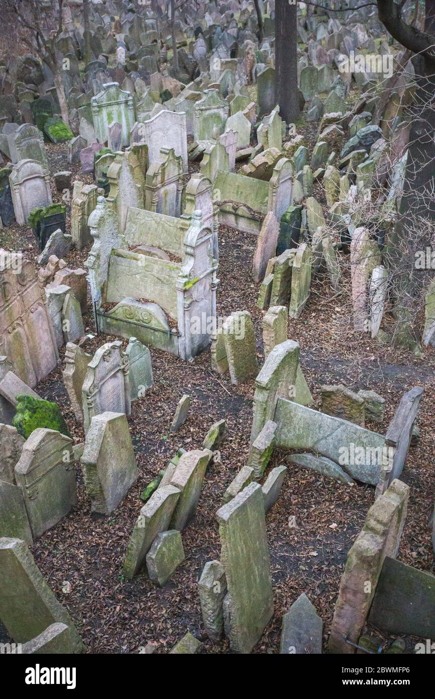Old Jewish Cemetery in Prague Czech Republic. An important Jewish ...