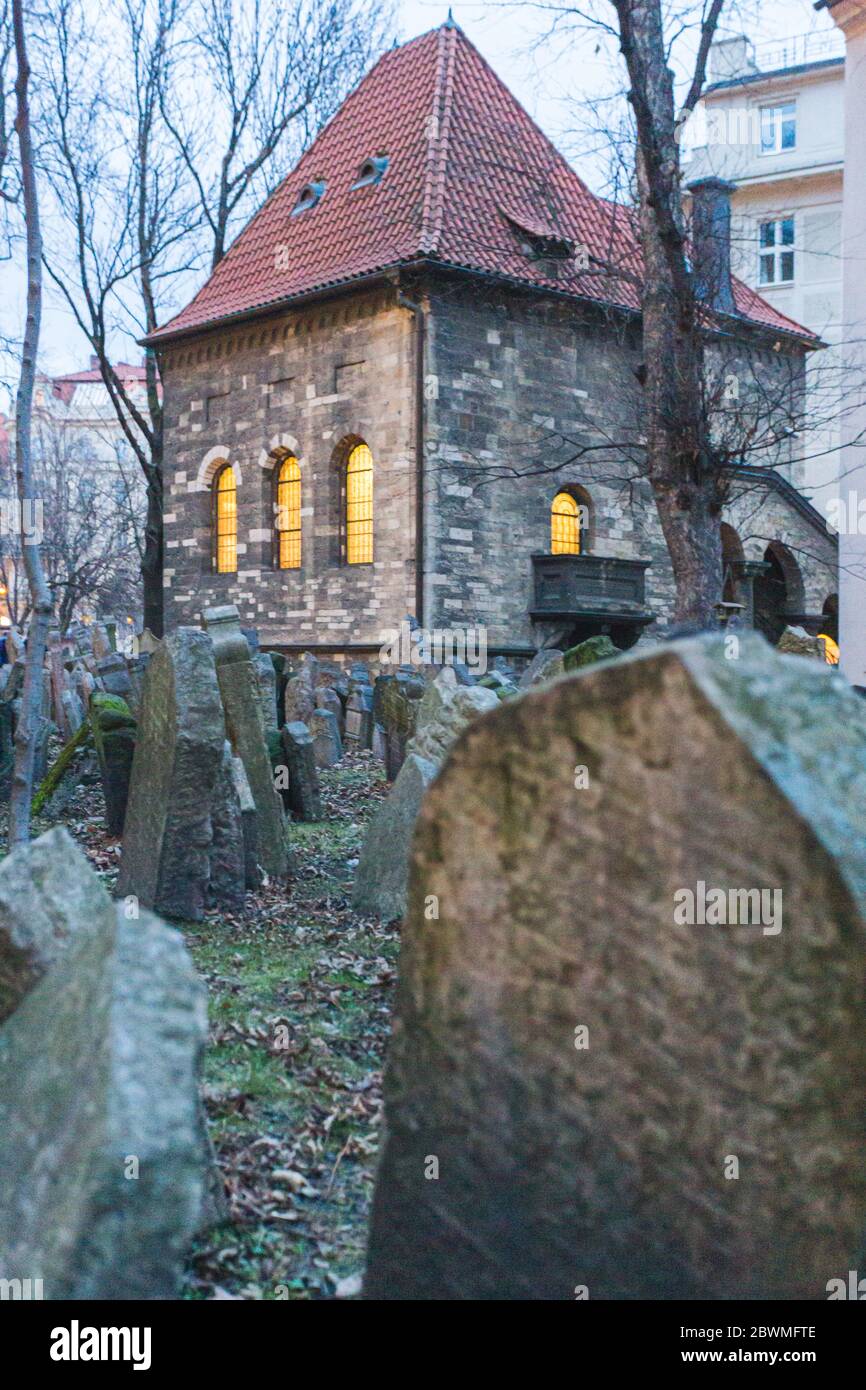 Old Jewish Cemetery in Prague Czech Republic. An important Jewish ...