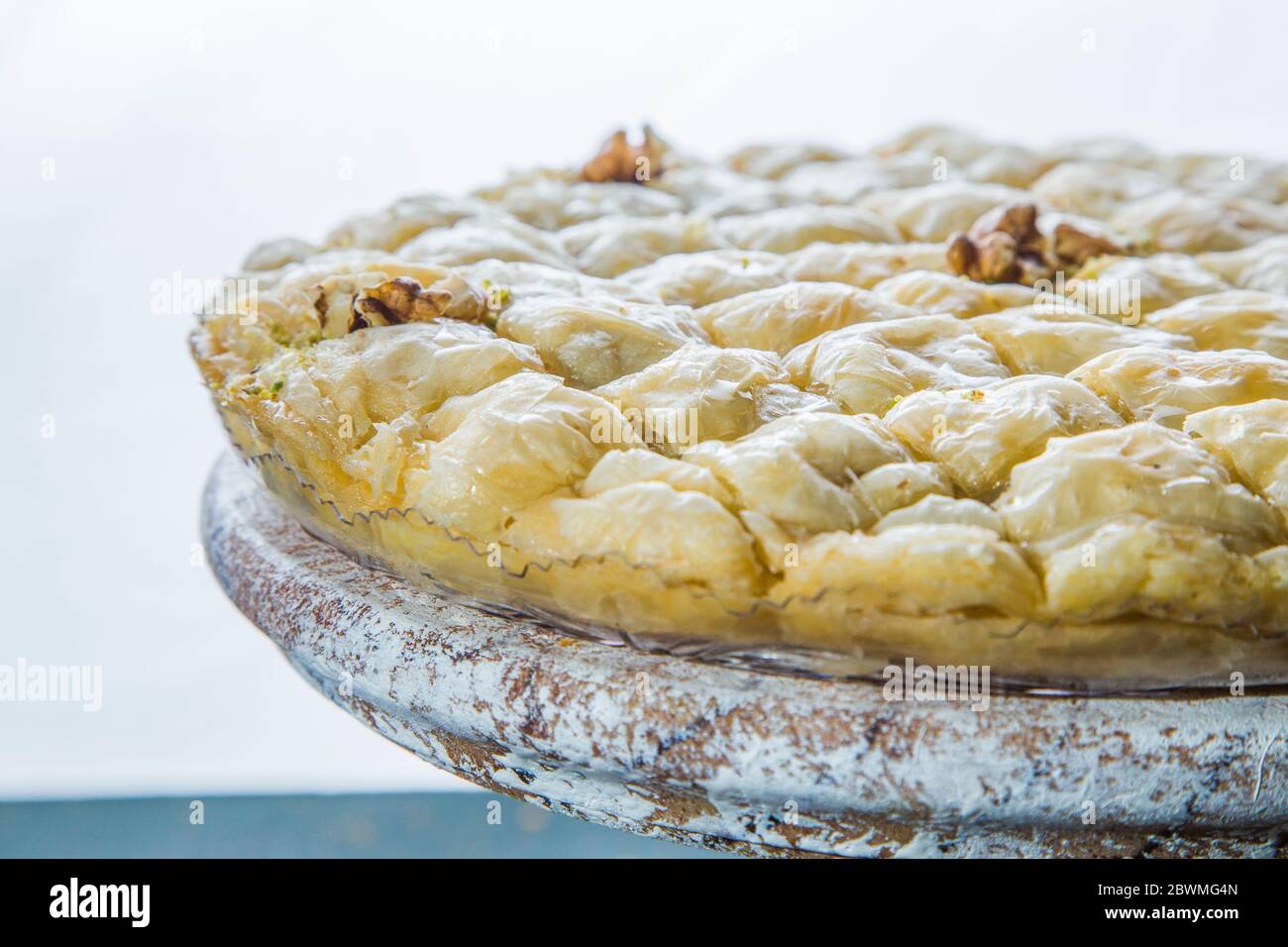 Close-up view of oriental dessert baklava on stand Stock Photo - Alamy