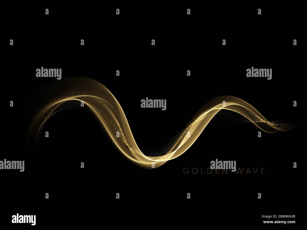 Abstract shiny color gold wave design element with glitter effect on ...