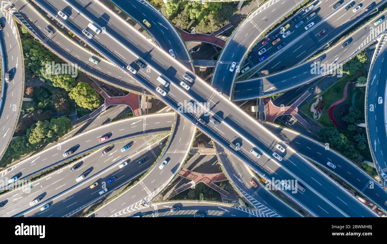 Aerial view of highway and overpass in city Stock Photo - Alamy