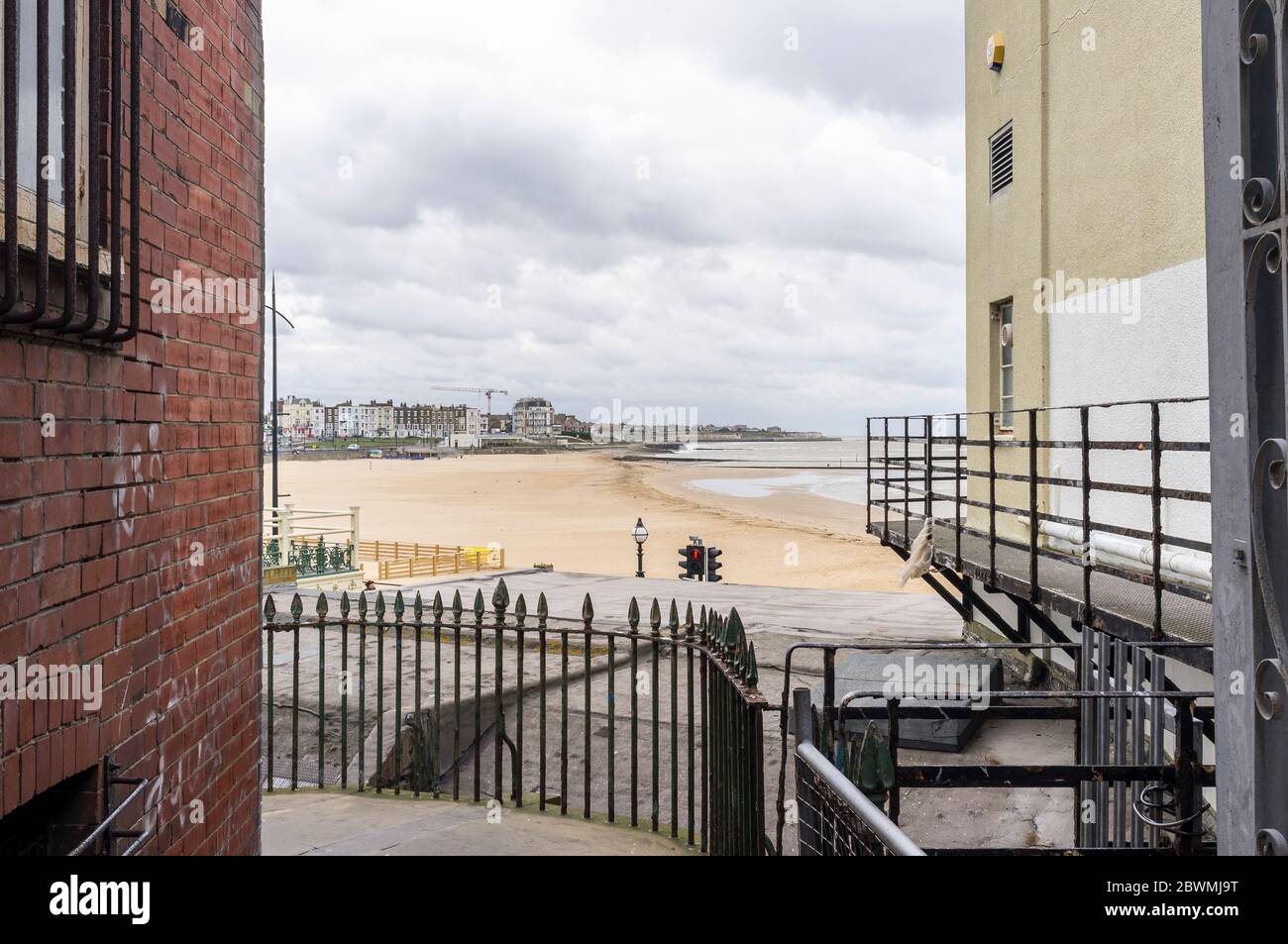 View towards the beach of Margate Main Sands, from inbetween two ...