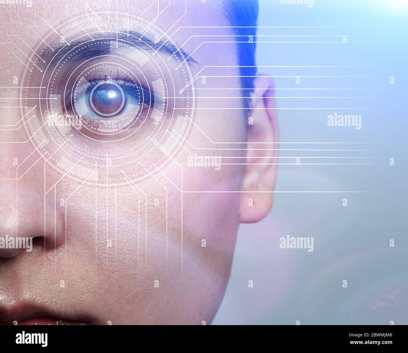 Biometrics concept. Facial Recognition System. Face Recognition. Iris ...