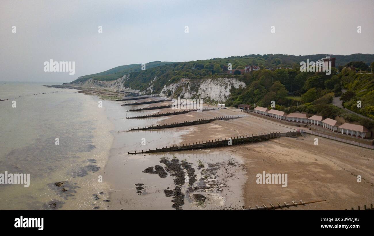 Eastbourne beach and the South Downs, England. An aerial view of the ...