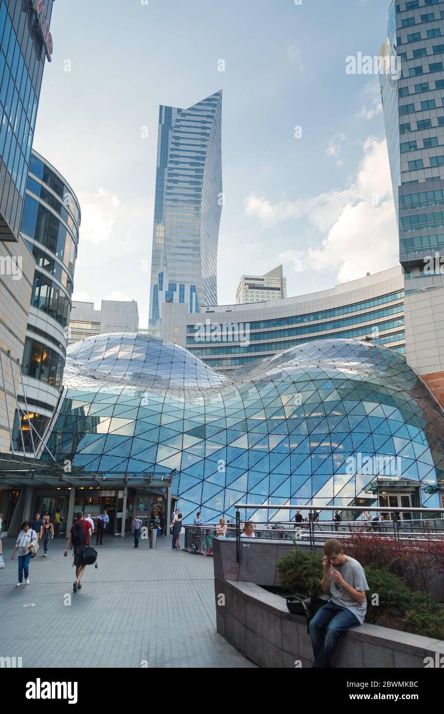 Warsaw, Poland - 2020/06/01: Panoramic view of city center with modern ...