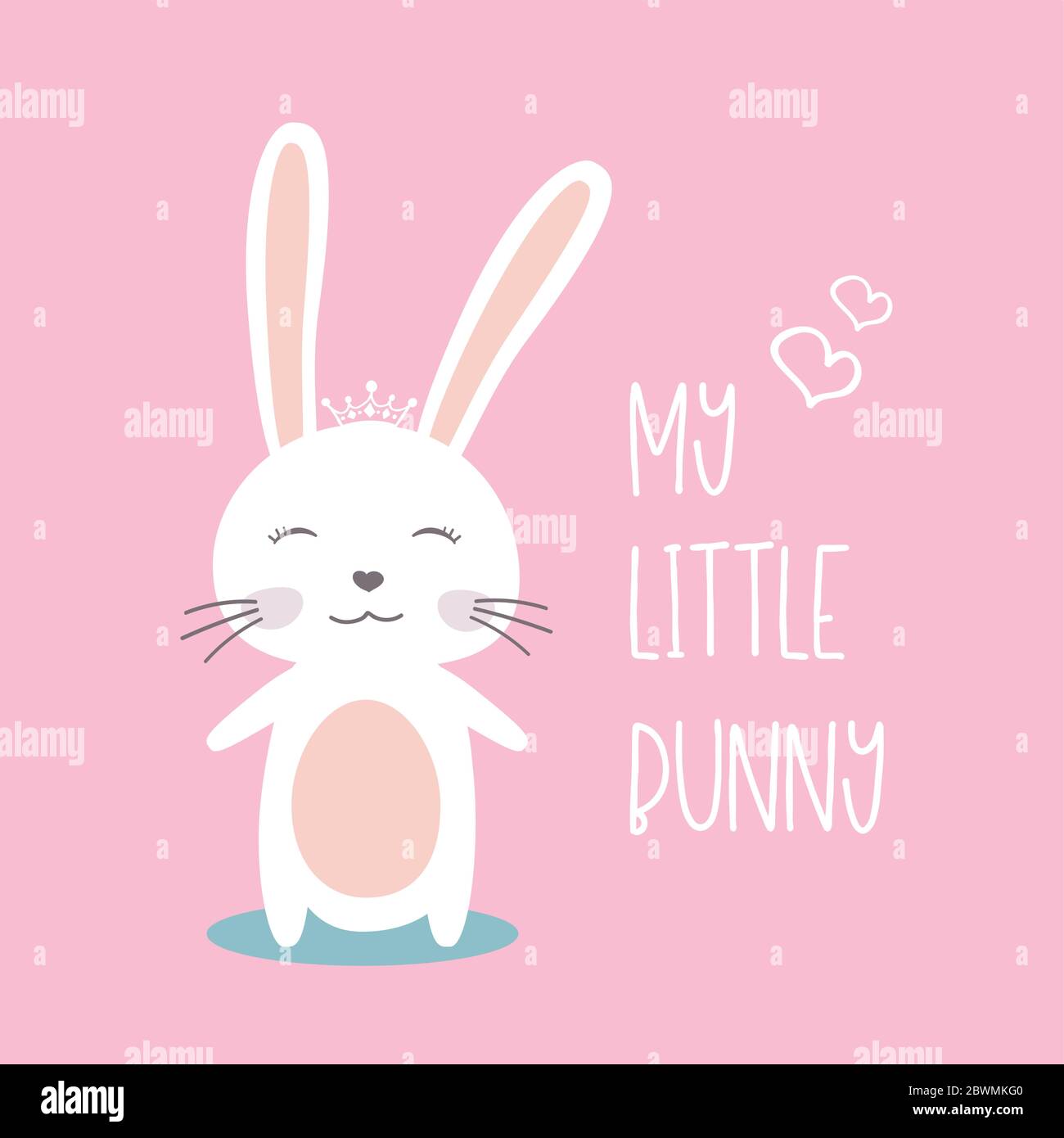 Cute cartoon bunny and phrase- my little bunny,doodle vector ...