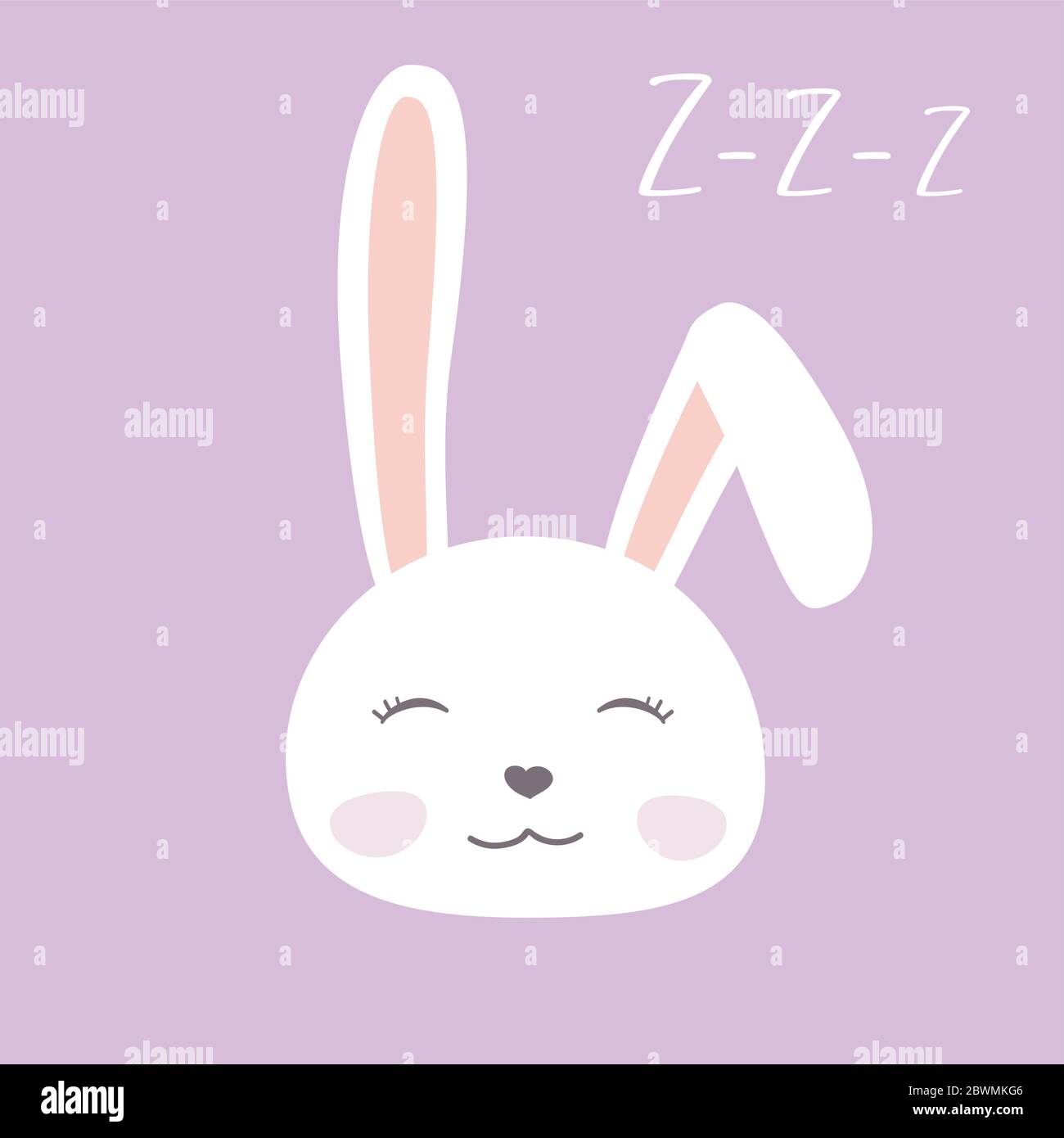 Cute cartoon face of a sleeping bunny,doodle vector illustration Stock ...