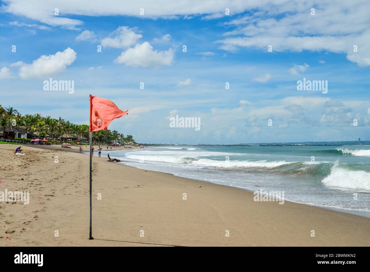 Bali, Indonesia - April 2, 2019 : Petitenget Beach in Seminyak with red ...