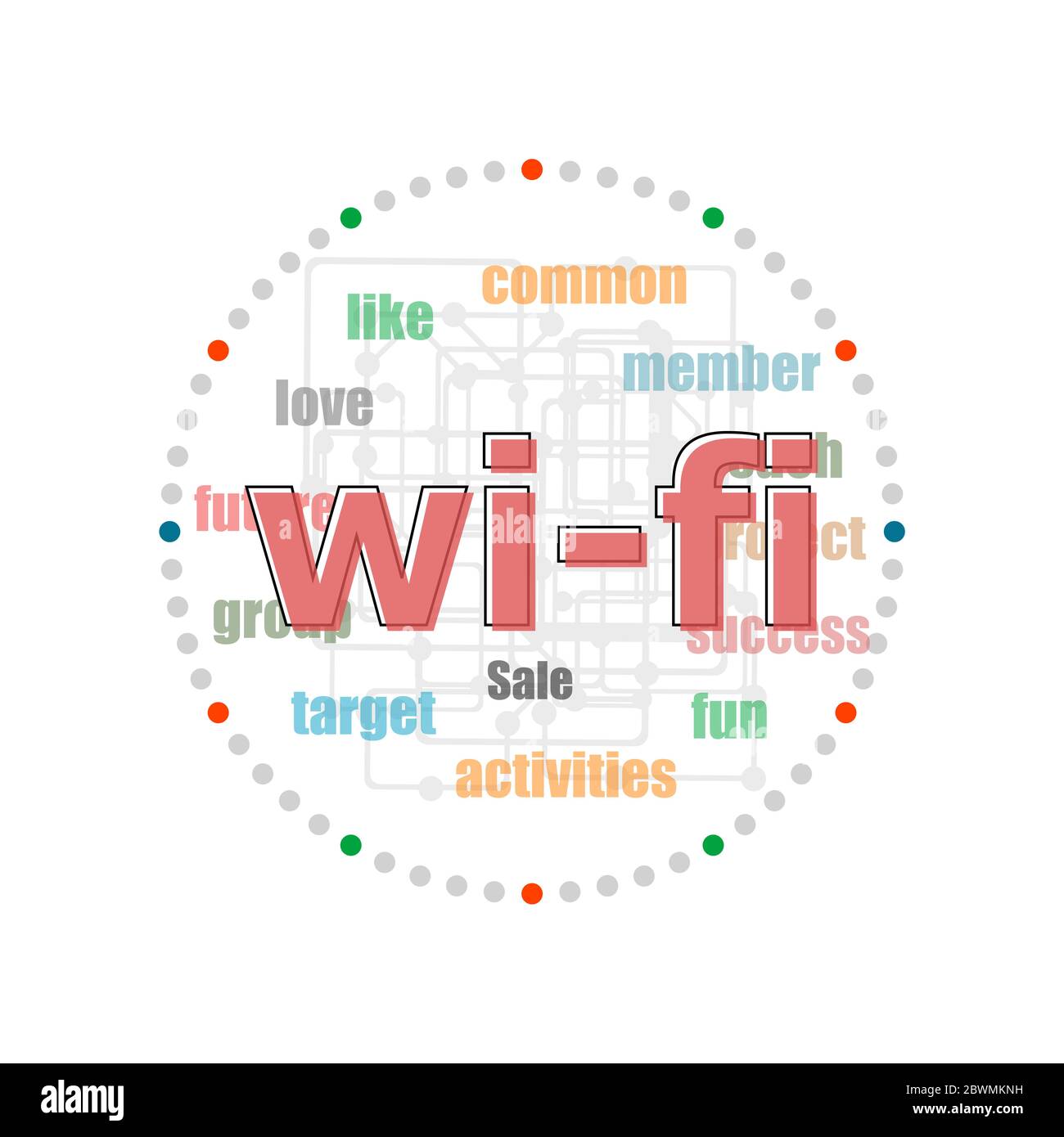 Text wi fi. web design concept . Word collage with different ...