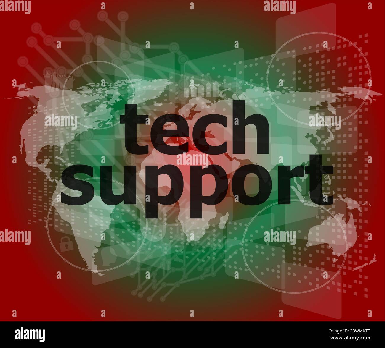 tech support text on digital touch screen - business concept Stock ...