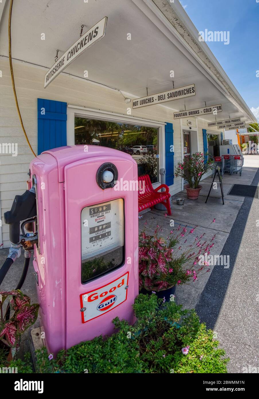 Old pink gas pump in Boca Grande on Gasparilla Island on the Gulf of ...