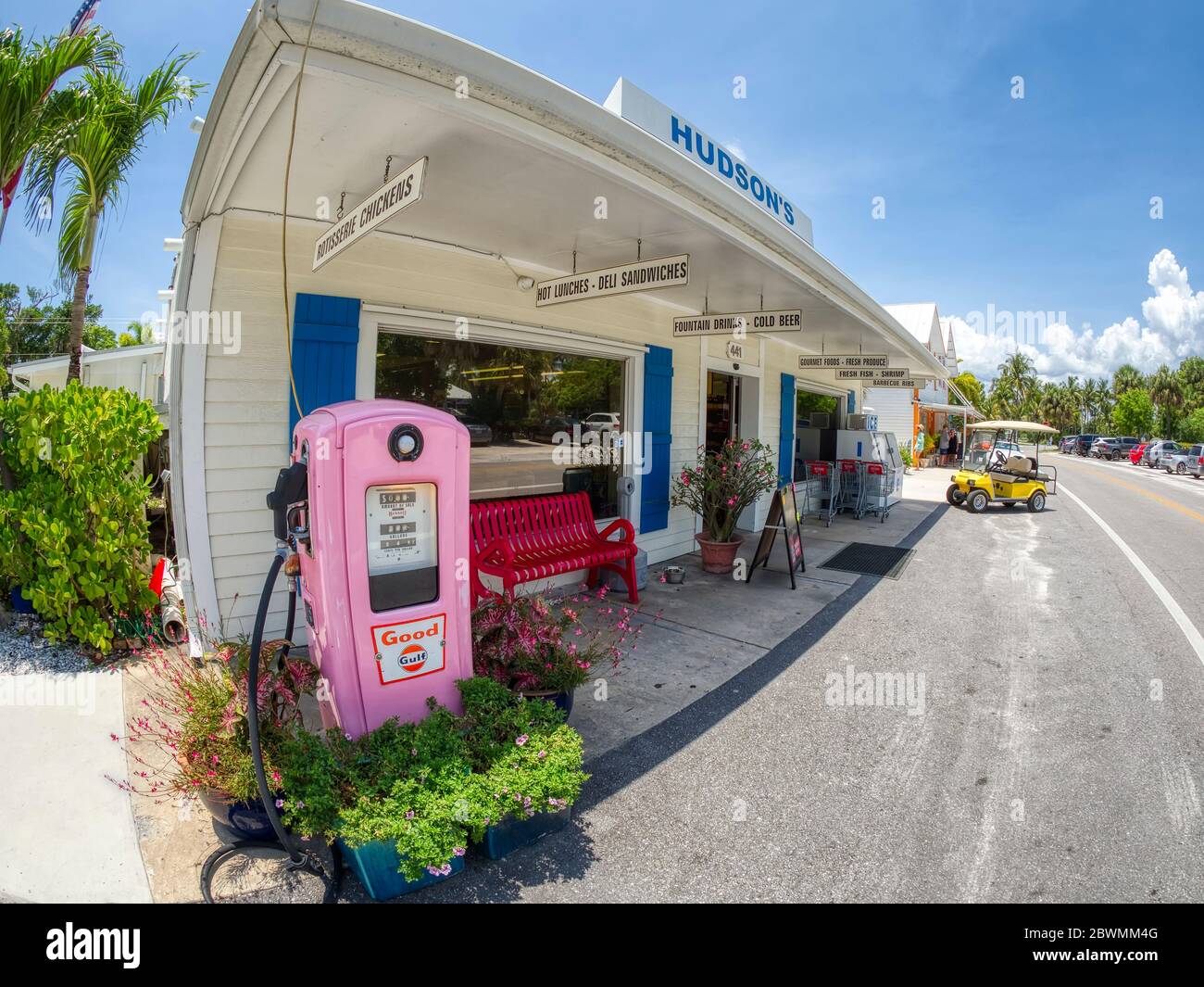Old pink gas pump in Boca Grande on Gasparilla Island on the Gulf of ...