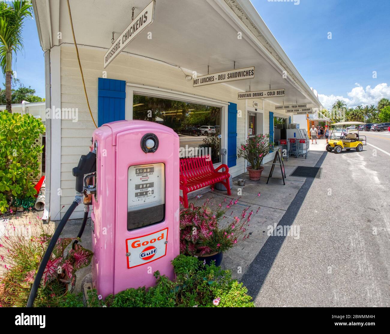 Old pink gas pump in Boca Grande on Gasparilla Island on the Gulf of ...