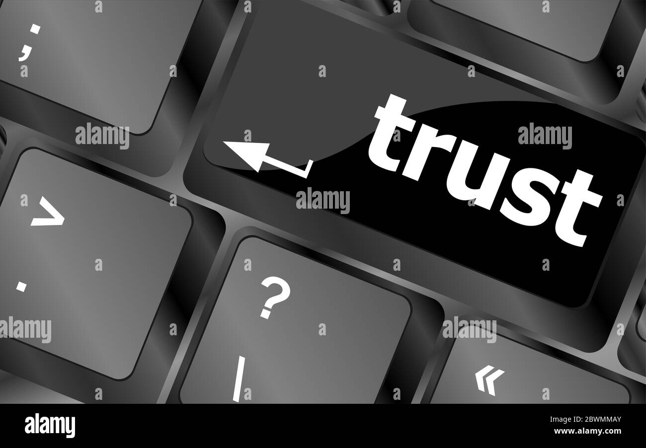 Computer keyboard key with trust button, business concept Stock Photo ...