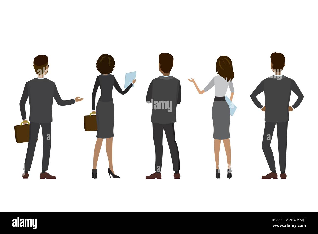 Cartoon business people back view,isolated on white background,flat ...