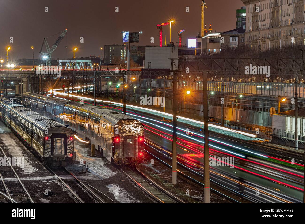 Russia, Moscow. Moscow Kiyevsky railway station. Railroad tracks Stock ...