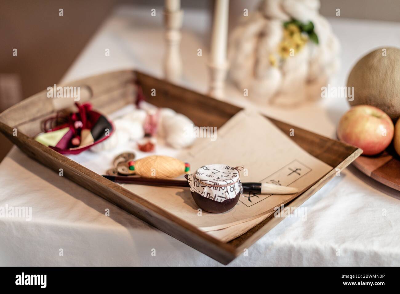 Traditional Doljabi celebration with various objects placed in front of ...