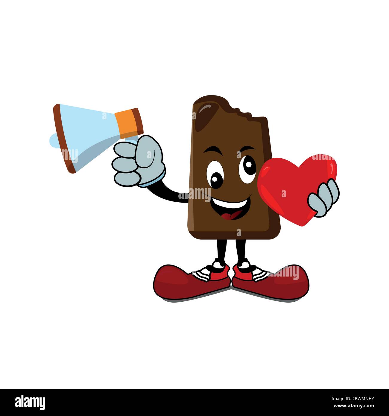Ice cream character mascot and heart. Design vector illustration Stock ...