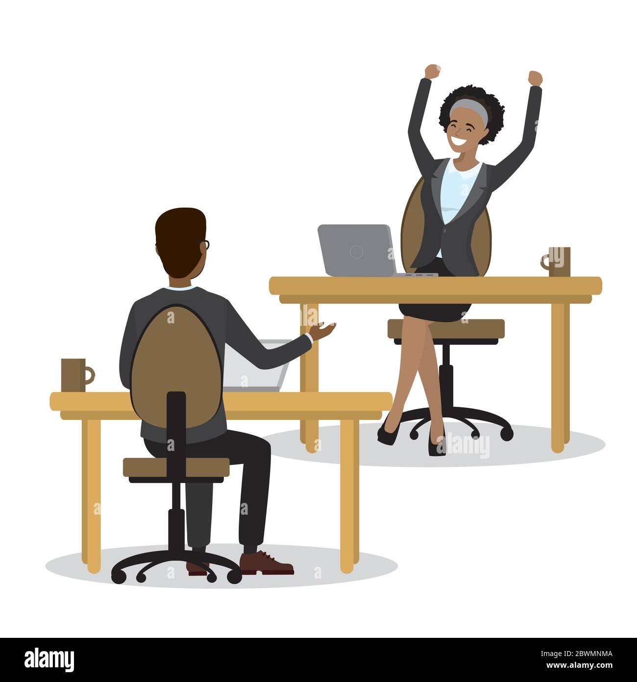 business people or office workers sitting in a workplace ,isolated on ...