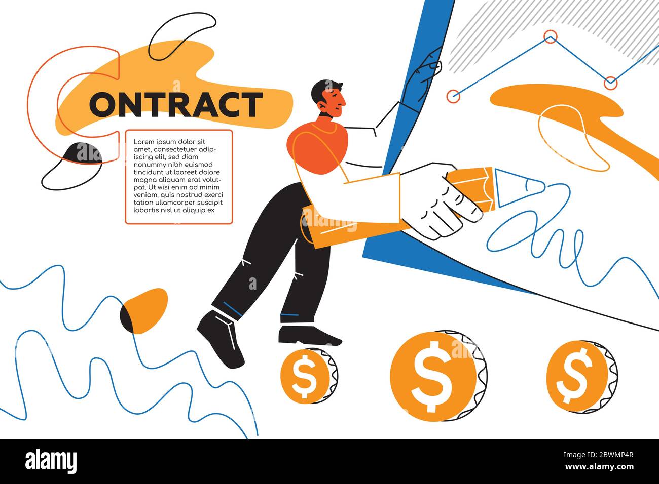 Contract - colorful flat design style web banner Stock Vector Image ...